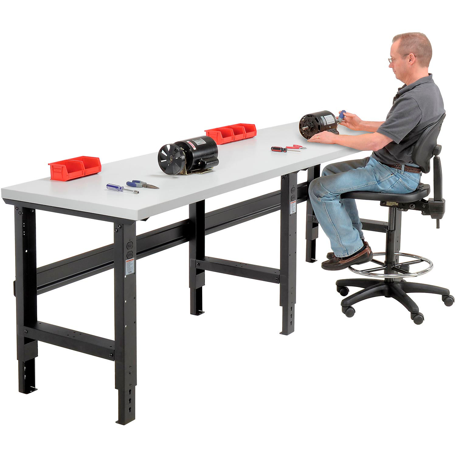 Global Industrial™ 96x30 Adjustable Height Workbench C-Channel Leg ...