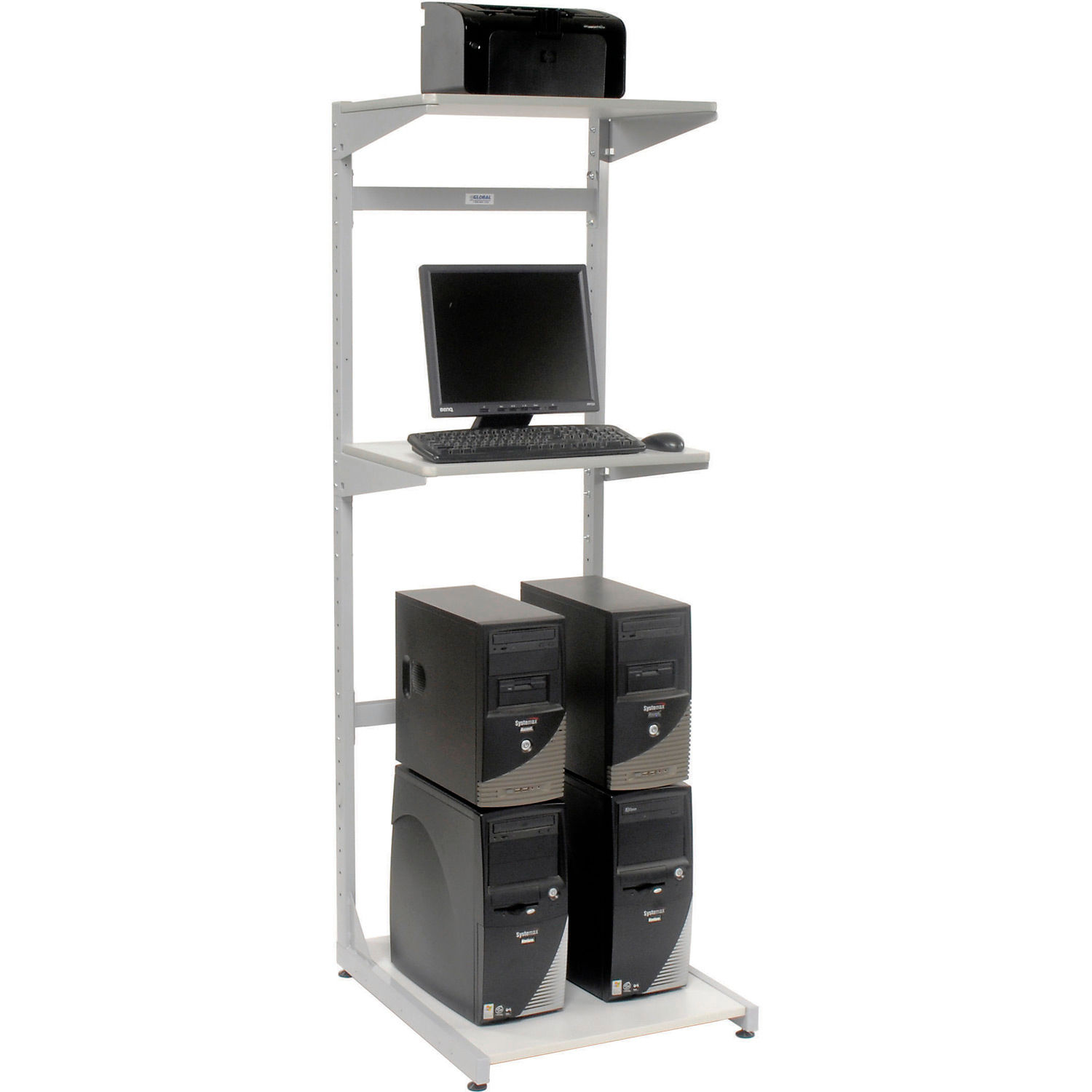 24" Computer Server Station, 24"W x 30"D x 74"H, Gray, Unassembled