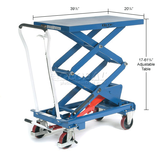 Global Industrial™ Mobile Double Scissor Lift Table, 39" x 20" Platform ...