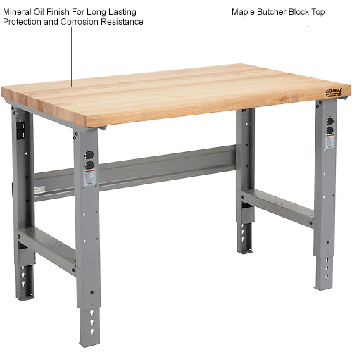 Global Industrial™ 48 x 30 Adjustable Height Workbench C-Channel Leg ...