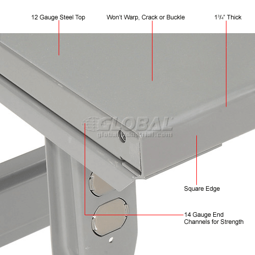 Global Industrial™ 72 x 30 Adjustable Height Workbench C-Channel Leg ...
