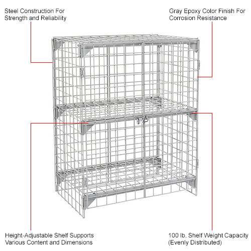 Global Industrial™ Wire Mesh Security Cage Locker, 36"Wx24"Dx36"H, Gray ...