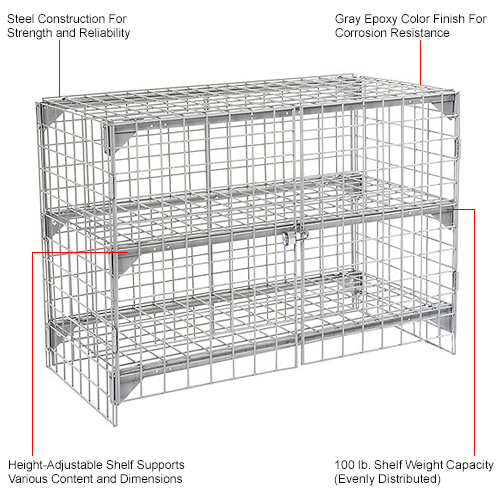 Global Industrial™ Wire Mesh Security Cage Locker, 48"Wx24"Dx36"H, Gray ...