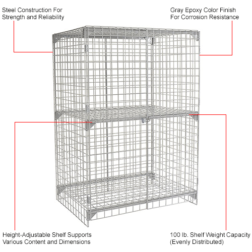 Global Industrial™ Wire Mesh Security Cage Locker, 48"Wx24"Dx72"H, Gray ...