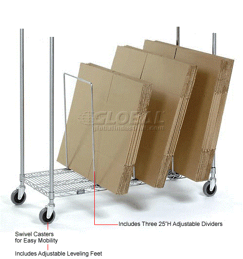 Global Industrial™ Single Level Carton Stand w/ 3 Dividers, 48"L x 18"W ...