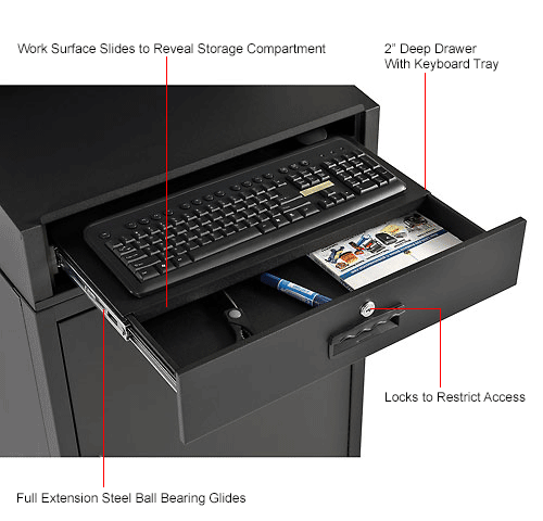 Global Industrial™ Mobile LCD Computer Cabinet, Black, Unassembled ...
