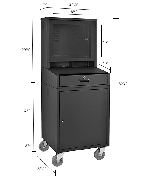 Global Industrial™ Mobile LCD Computer Cabinet Workstation, Black ...