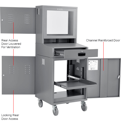 Global Industrial™ Mobile LCD Computer Cabinet, Dark Gray, Unassembled ...