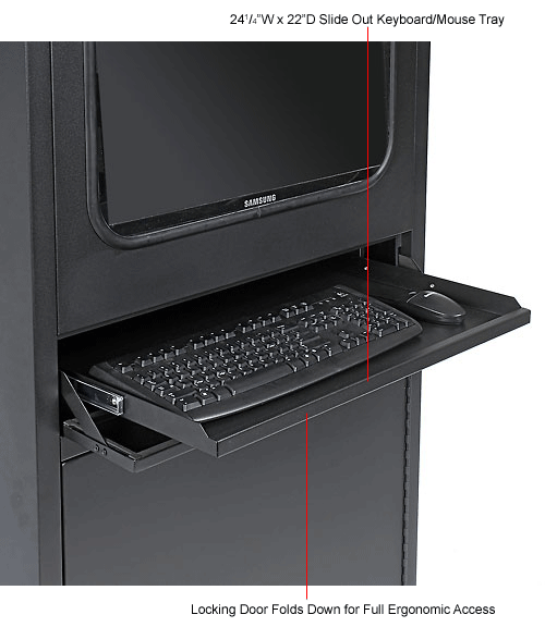 Global Industrial™ Mobile Heavy-Duty Computer Cabinet, Black ...