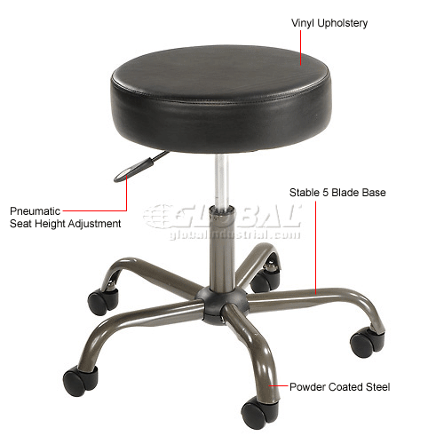 Interion® Antimicrobial Medical Stool - Vinyl - Black | 240159BK ...