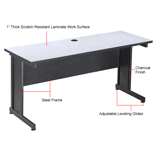Interion® 60" Desk Gray | 240345GY - GLOBALindustrial.ca
