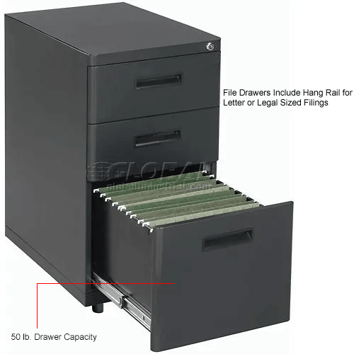 Interion® Pedestal Box File Cabinet, 3 Drawers, 16"W x 20"D x 29"H ...