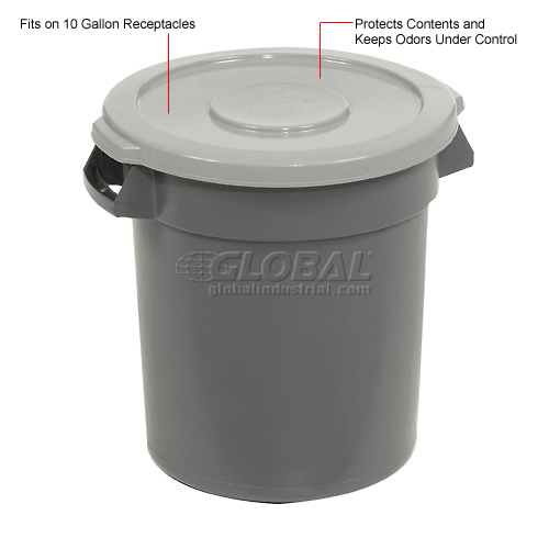 Global Industrial™ Plastic Trash Can Lid - 10 Gallon Gray | 240457GY ...