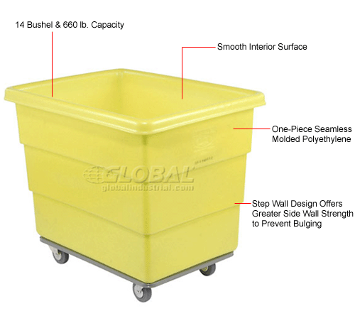 Dandux Yellow Plastic Box Truck 51116014Y-4S 14 Bushel Heavy Duty ...