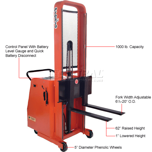 PrestoLifts™ Battery Powered Lift Counter Balance Stacker C62A-15LC 62 ...