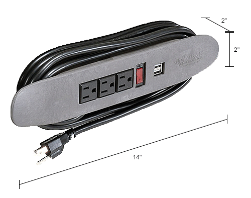 Global Industrial™ Power Strip for Plastic Carts w/3 Outlets, 14"L x 2 ...