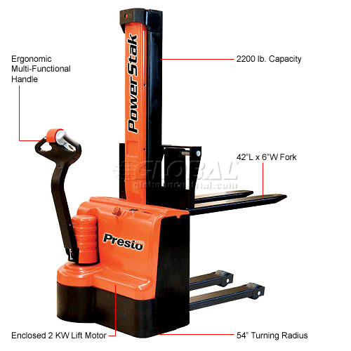 PrestoLifts™ PowerStak™ Fully Powered Stacker PPS2200-62NFO-21 2200 Lb ...