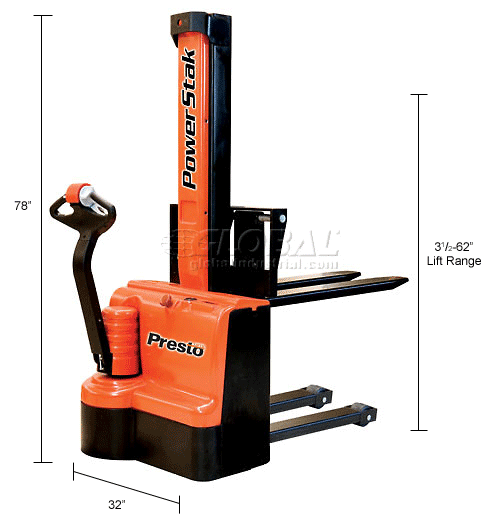 PrestoLifts™ PowerStak™ Fully Powered Stacker PPS2200-62NFO-21 2200 Lb. 62" Lift | 251346 ...