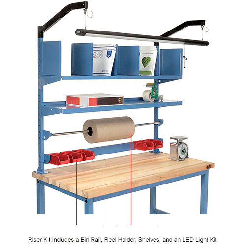 Global Industrial™ Packing Workbench W/Riser Kit, Maple Butcher Block ...
