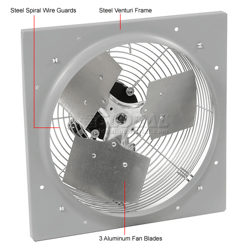 TPI 12" Venturi Mounted Direct Drive Exhaust Fan, 1/12 HP, Single Phase ...