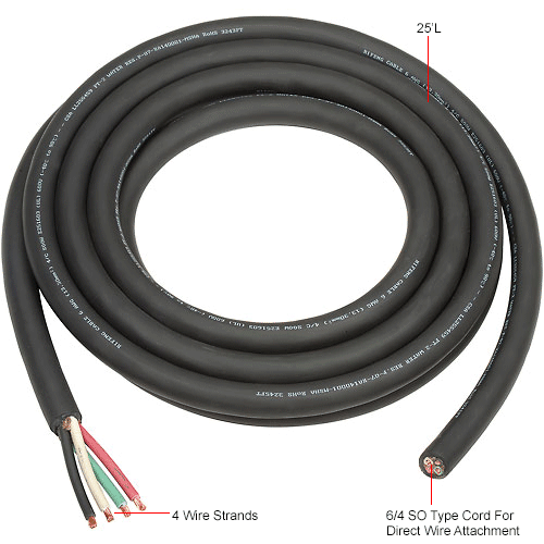 Cable SOOW 6/4 Wire For Salamander Heater 25' L With Terminals | 246064 ...
