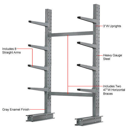 Global Industrial™ Single Sided Cantilever Rack Starter, 48"W x 33"D x ...