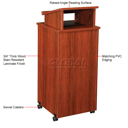 Interion® Mobile Podium / Lectern in Mahogany Finish | 248630MH ...