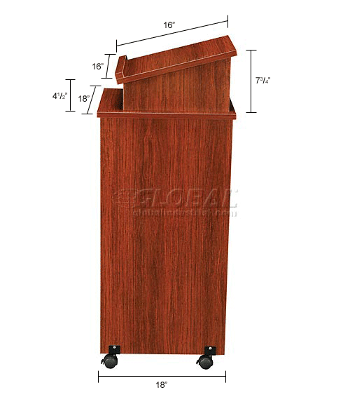 Interion® Mobile Podium / Lectern in Mahogany Finish | 248630MH ...