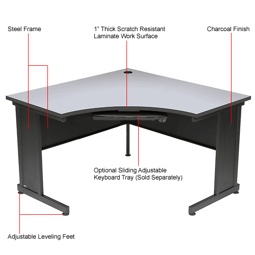 Interion® 48"W Corner Desk, Gray | 248999GY - GLOBALindustrial.ca