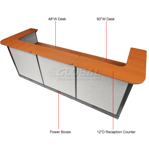 Interion® U-Shaped Electric Reception Station, 124"W x 44"D x 46"H ...