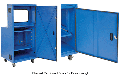 Global Industrial™ Mobile Heavy-Duty LCD Computer Cabinet, Blue ...