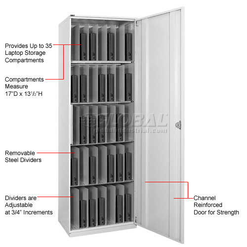 Datum LapTop Tower™ Storage Locker with Right-Hinged Door, Light Gray ...