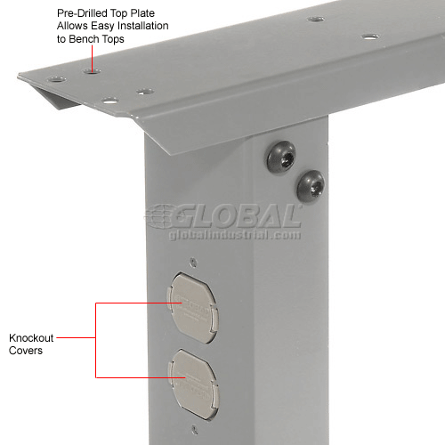 Global Industrial™ Adjustable Height Steel C-Channel Leg For Workbench ...