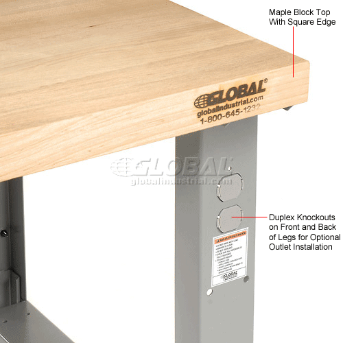 Global Industrial™ Workbench w/ Maple Square Edge Top & Drawer, 60"W x ...
