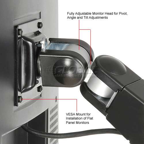 Global Industrial™ 10-30" Flat Panel Vesa LCD Monitor Arm, 16-3/8"W ...