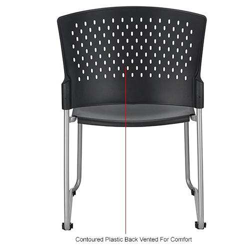 Interion® Stacking Chair With Mid Back, Plastic, Black - Pkg Qty 4 ...