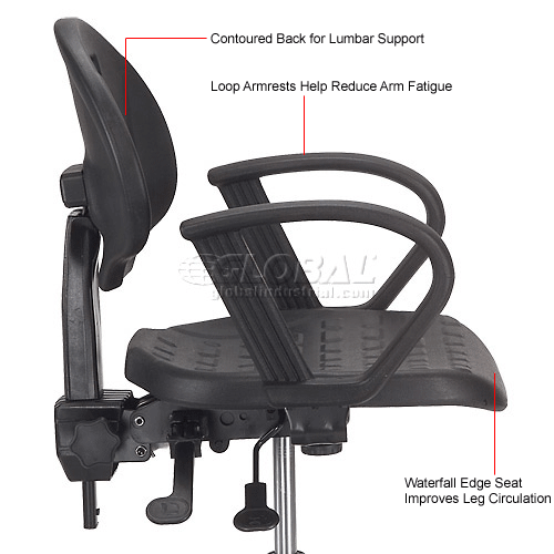 Interion® Task Chair With Mid Back & Fixed Arms, Polyurethane, Black ...