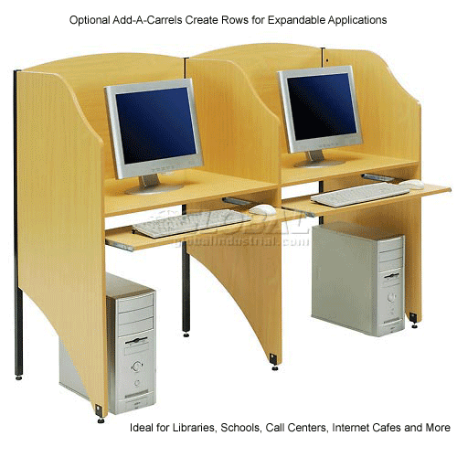 Interion® Privacy Study Carrel, Teak | 250771 - GLOBALindustrial.ca