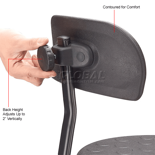 Interion® Shop Stool with Backrest - Polyurethane - Black | 250789 ...