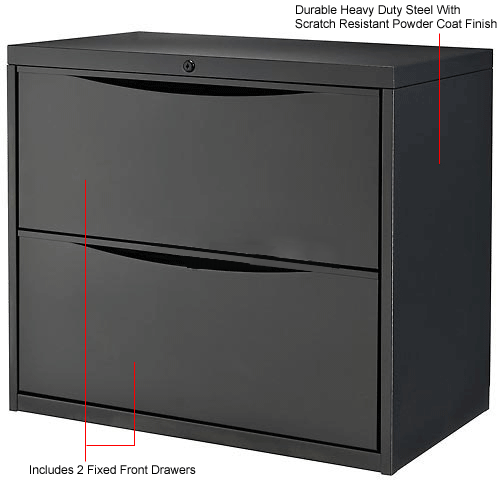 Interion® 2-Drawer Premium Lateral File Cabinet, 30"W x 18"D x 28"H ...