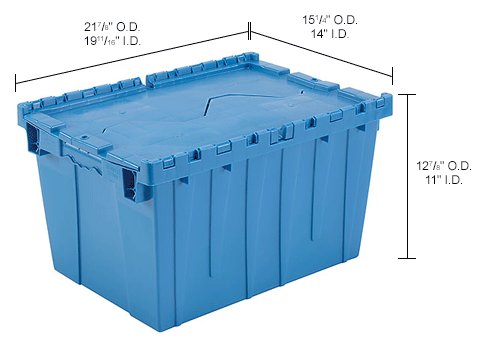 Global Industrial™ Plastic Shipping/Storage Tote w/ Attached Lid, 21-7/ ...