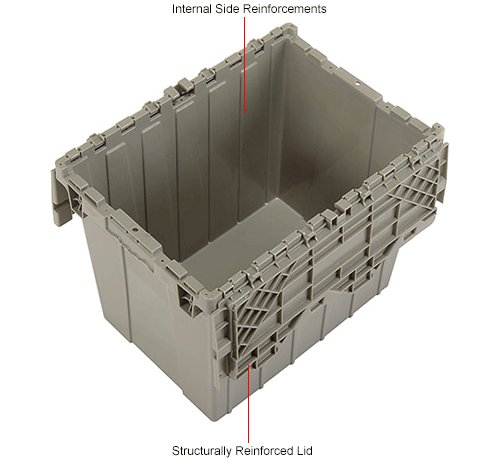 Global Industrial™ Plastic Attached Lid Shipping & Storage Container 21 ...
