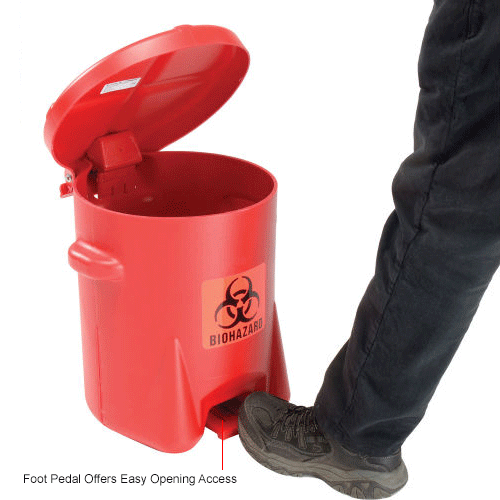 Eagle 6 Gallon Poly Safety Biohazardous Waste Can, Red - 943BIO ...