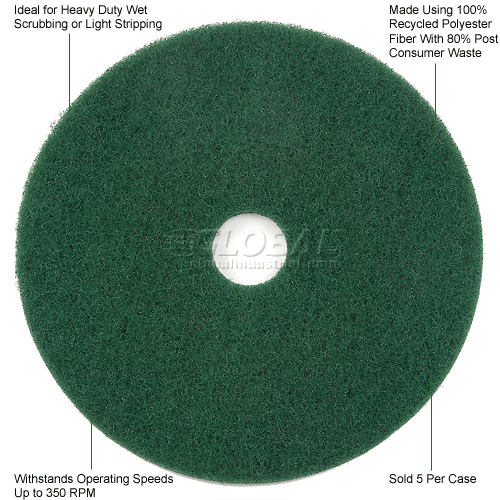 Global Industrial™ 17" Scrubbing Pad, Green, 5 Per Case | 261164GN ...