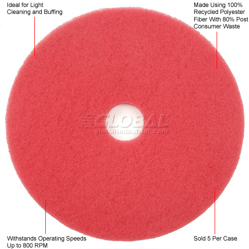 Global Industrial™ 20" Buffing Pad, Red, 5 Per Case | 261165RD ...