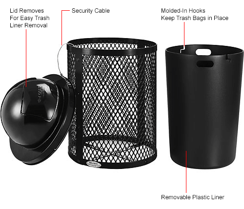 Global Industrial™ Outdoor Steel Diamond Trash Can With Dome Lid, 36 ...