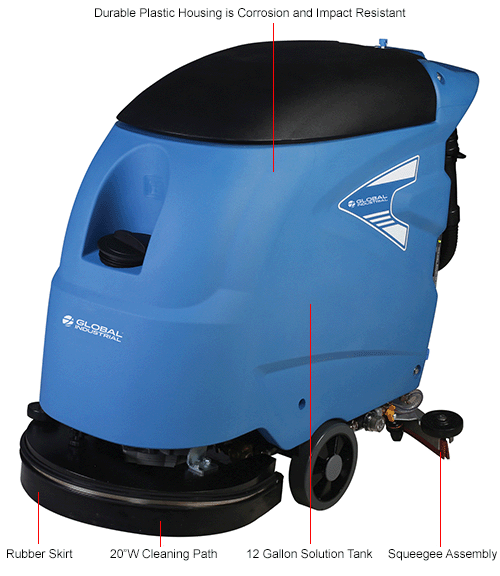 Global Industrial™ Electric Walk-Behind Auto Floor Scrubber, 20 ...