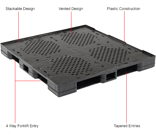 Stackable Automotive Lip Open Deck Pallet, Plastic, 4-Way, 48"x45 ...