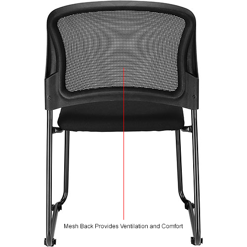 Interion® Stacking Chair With Mid Back, Fabric, Black - Pkg Qty 4 ...