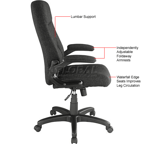 Interion® Executive Office Chair With High Back & Fixed Arms, Fabric ...